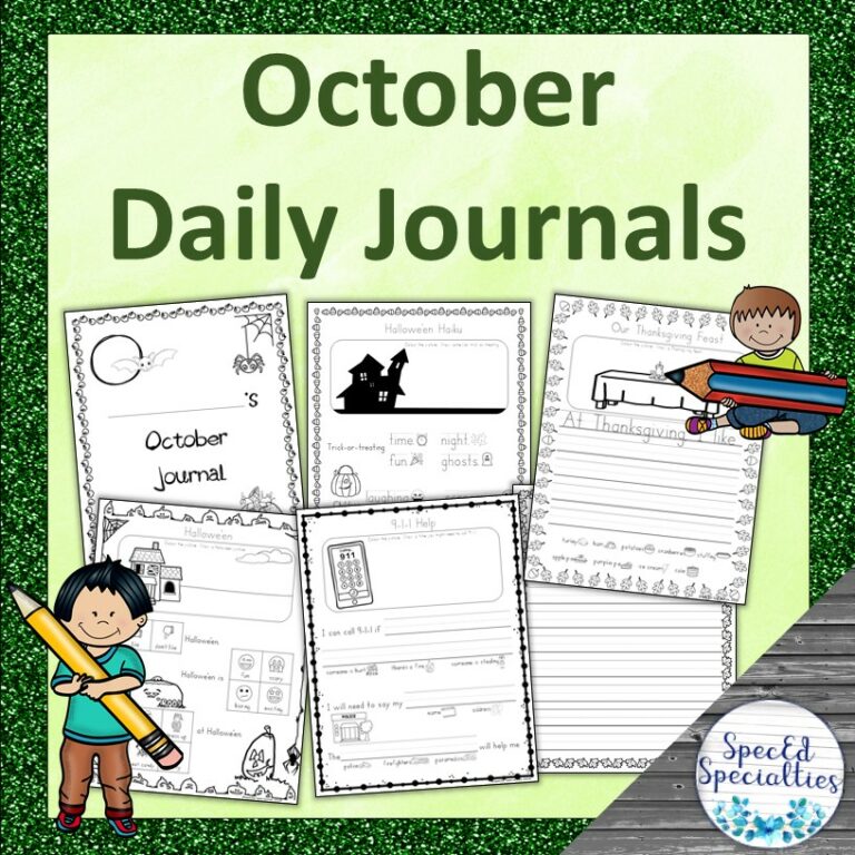 Halloween / Thanksgiving Journal Writing for Special Education (October ...