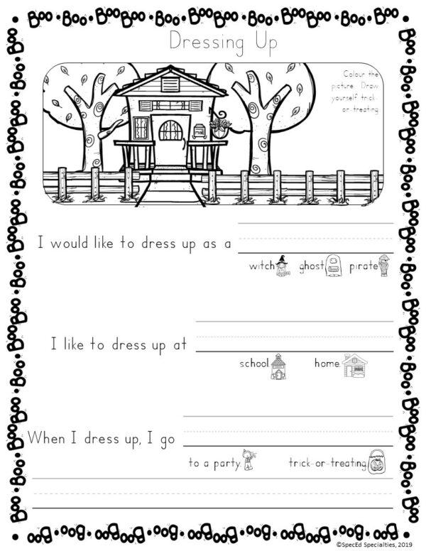 Halloween / Thanksgiving Journal Writing for Special Education (October ...