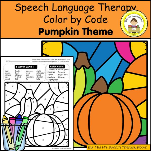 Pumpkin Speech Therapy Color by Number | Made By Teachers