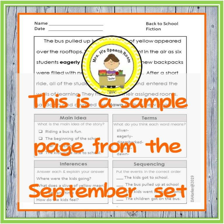 Main Idea, Inferences, Sequencing & Vocabulary in Middle School Speech ...