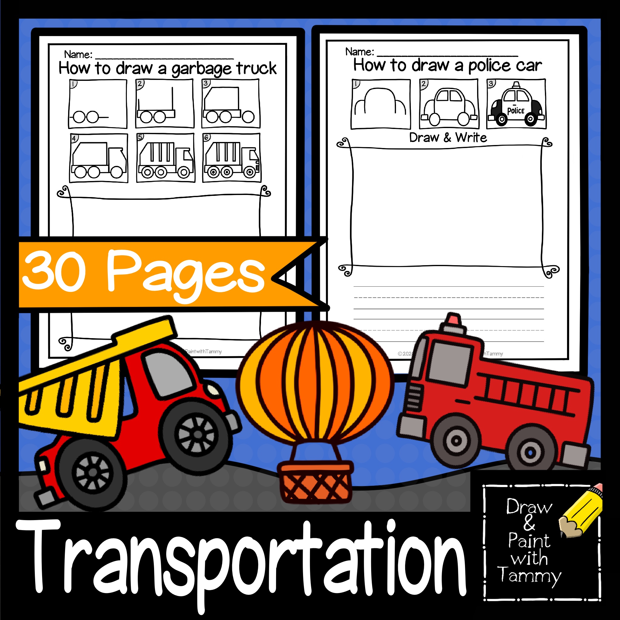 Directed Drawing Transportation Vehicles With How to Draw and Write ...