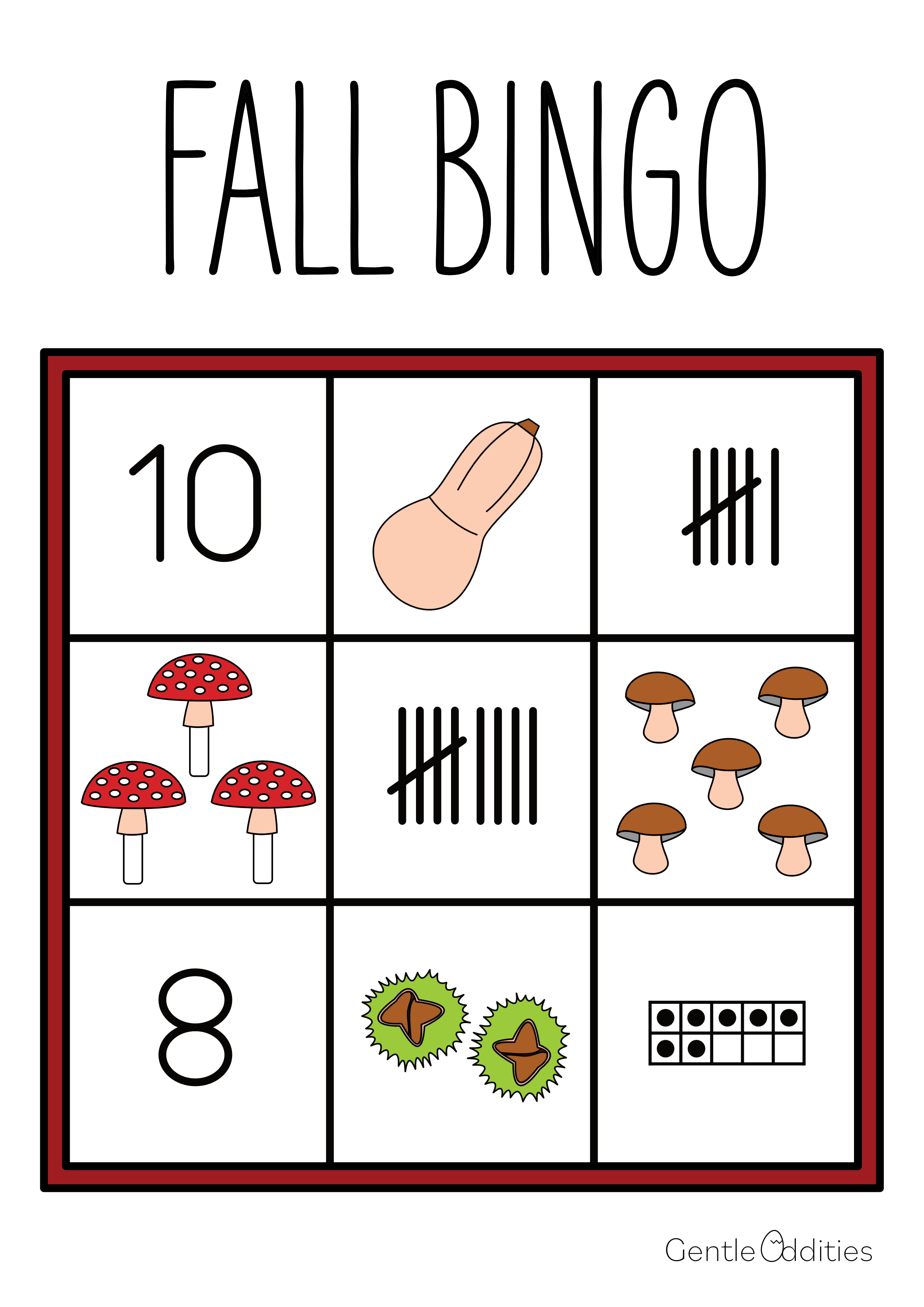 Fall/Autumn Game - Bingo Counting 1-10 - Numbers, Ten Frames and Tally ...