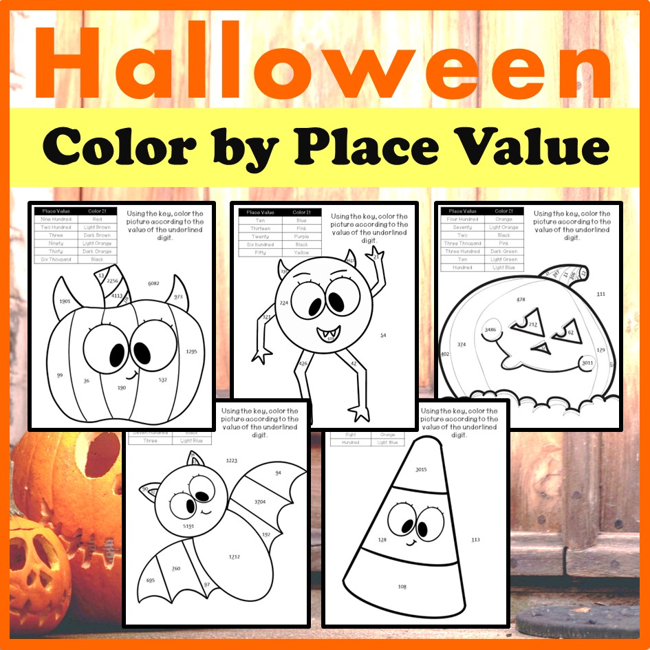 Halloween Color By Number Place Value Pictures | Made By Teachers