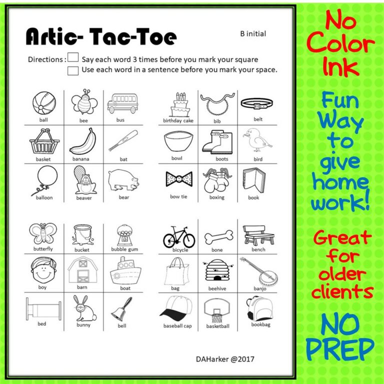 Articulation Tic Tac Toe Full Set - Made By Teachers