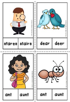 Homophone flashcards plus clip cards to match. | Made By Teachers