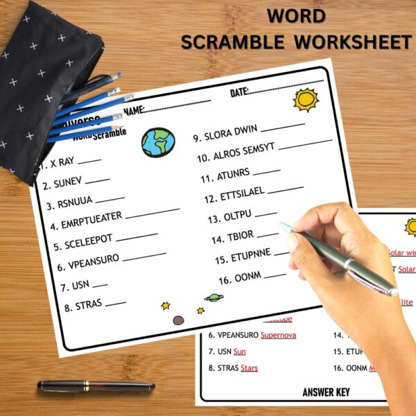 The Universe Worksheets Word Search ,Word Scramble - Made By Teachers