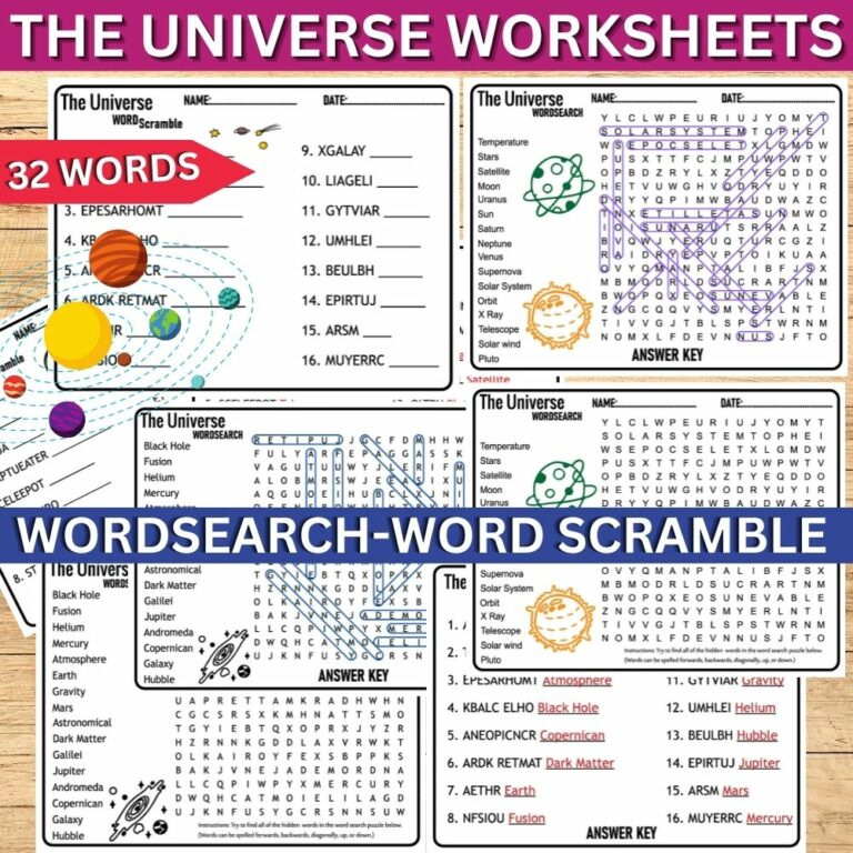 The Universe Worksheets Word Search ,Word Scramble | Made By Teachers