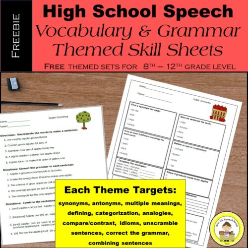 High School Speech Therapy Freebie - Made By Teachers