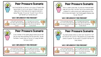Peer Pressure Scenario Cards for Teenagers I School Counseling | Made ...