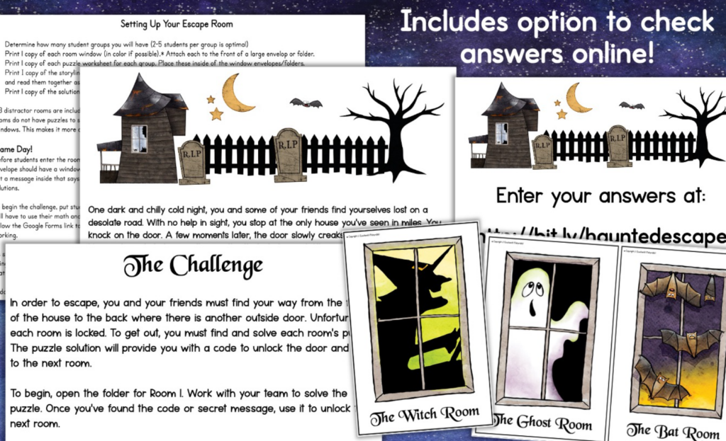 Haunted House Halloween ESCAPE ROOM Reading Math | Made By Teachers