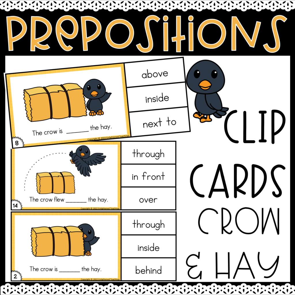 Crow Preposition Clip Cards Task Cards Positional Words (Copy) - Made ...