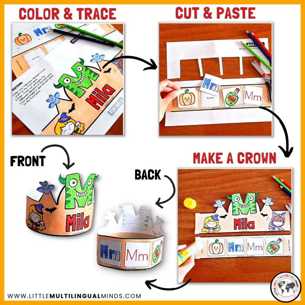 Halloween Name Craft: Alphabet Crowns with Editable Names | Made By ...