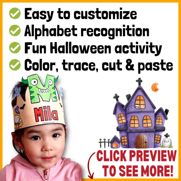 Halloween Name Craft: Alphabet Crowns with Editable Names | Made By ...