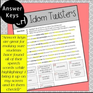 Speech Therapy Idioms Figurative Language with Articulation of CH ...
