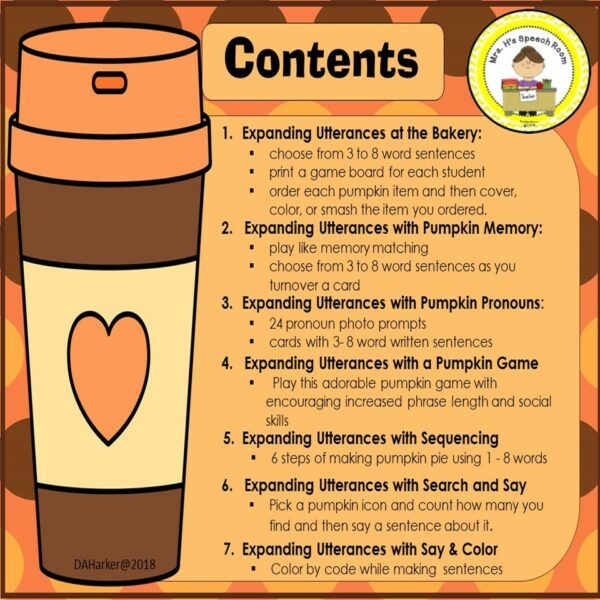 Expanding Utterances in Speech Therapy- Pumpkin Spice Theme | Made By ...