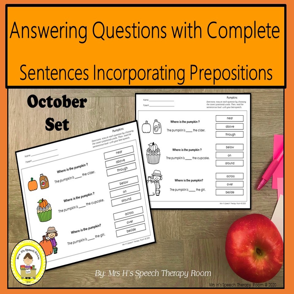 Prepositions and Positional Words for Elementary Speech Therapy for ...