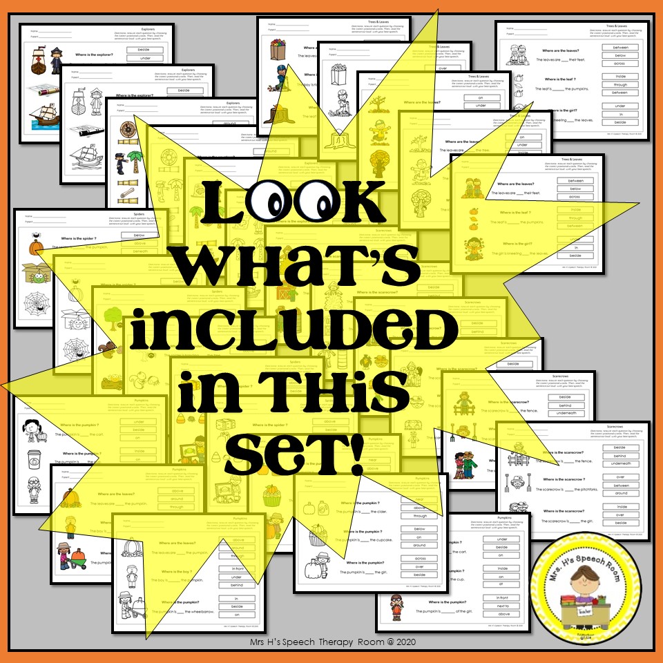 Prepositions and Positional Words for Elementary Speech Therapy for ...