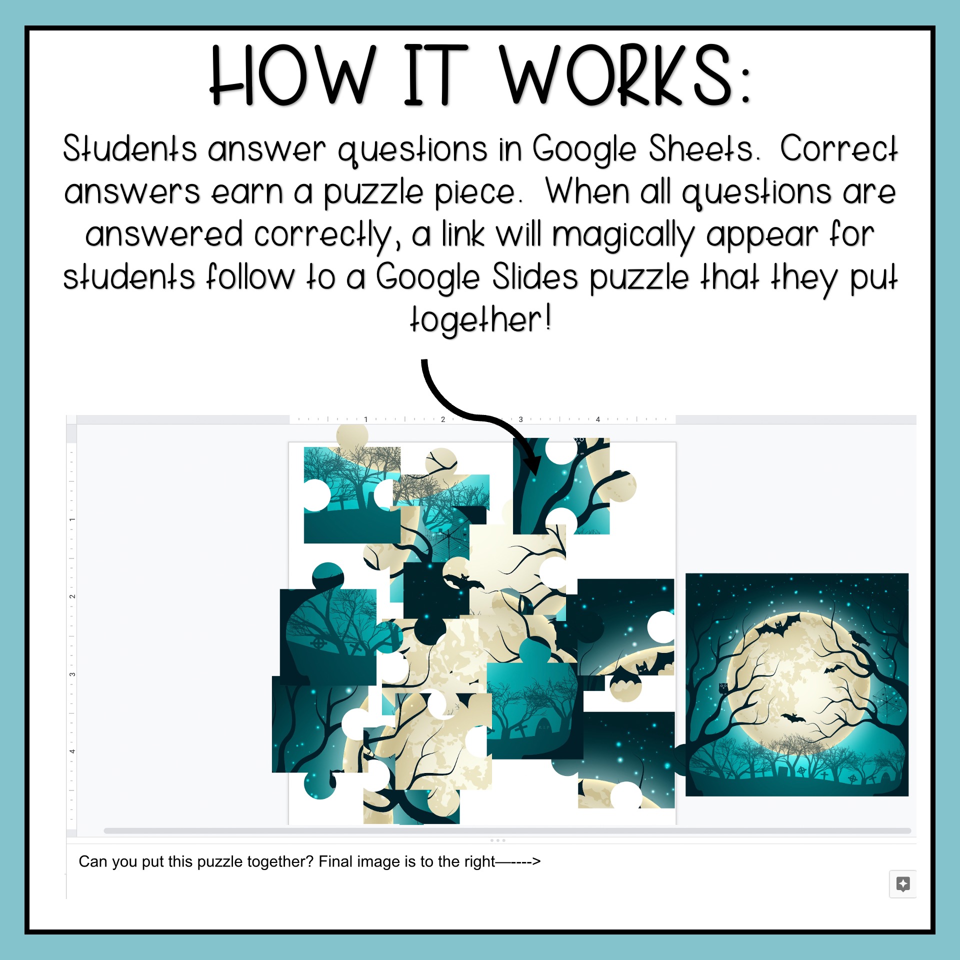 Halloween - Self-Grading Self-Checking Puzzled Template for Google ...