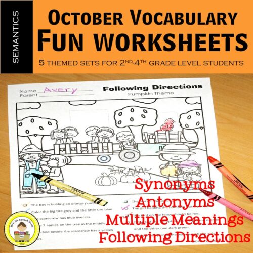 October Vocabulary -Synonyms, Antonyms, Multiple Meaning, Following ...