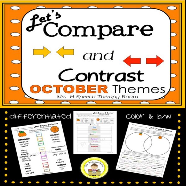 Compare and Contrast in Speech Therapy with October Themes | Made By ...