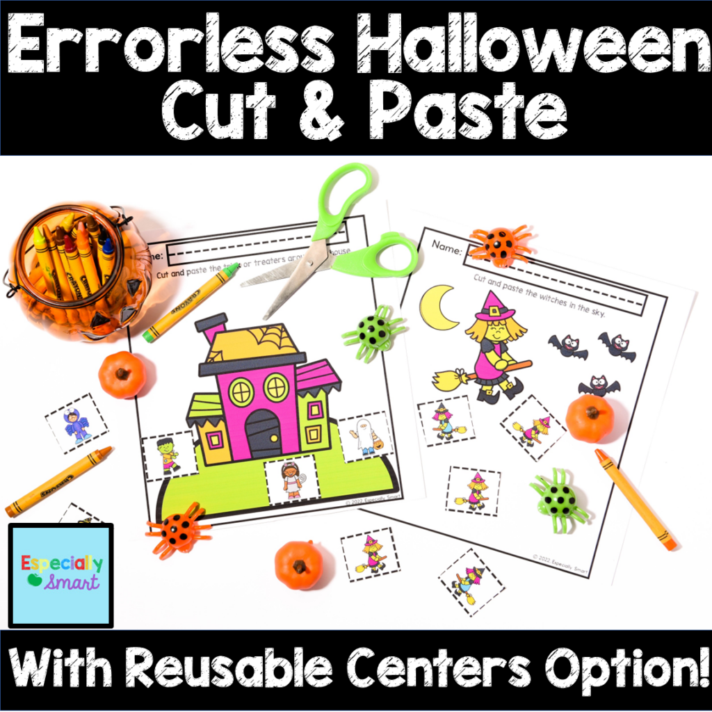 Errorless Halloween Cut and Paste Worksheets and Centers - Made By Teachers