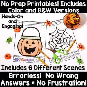 Errorless Halloween Cut and Paste Worksheets and Centers - Made By Teachers