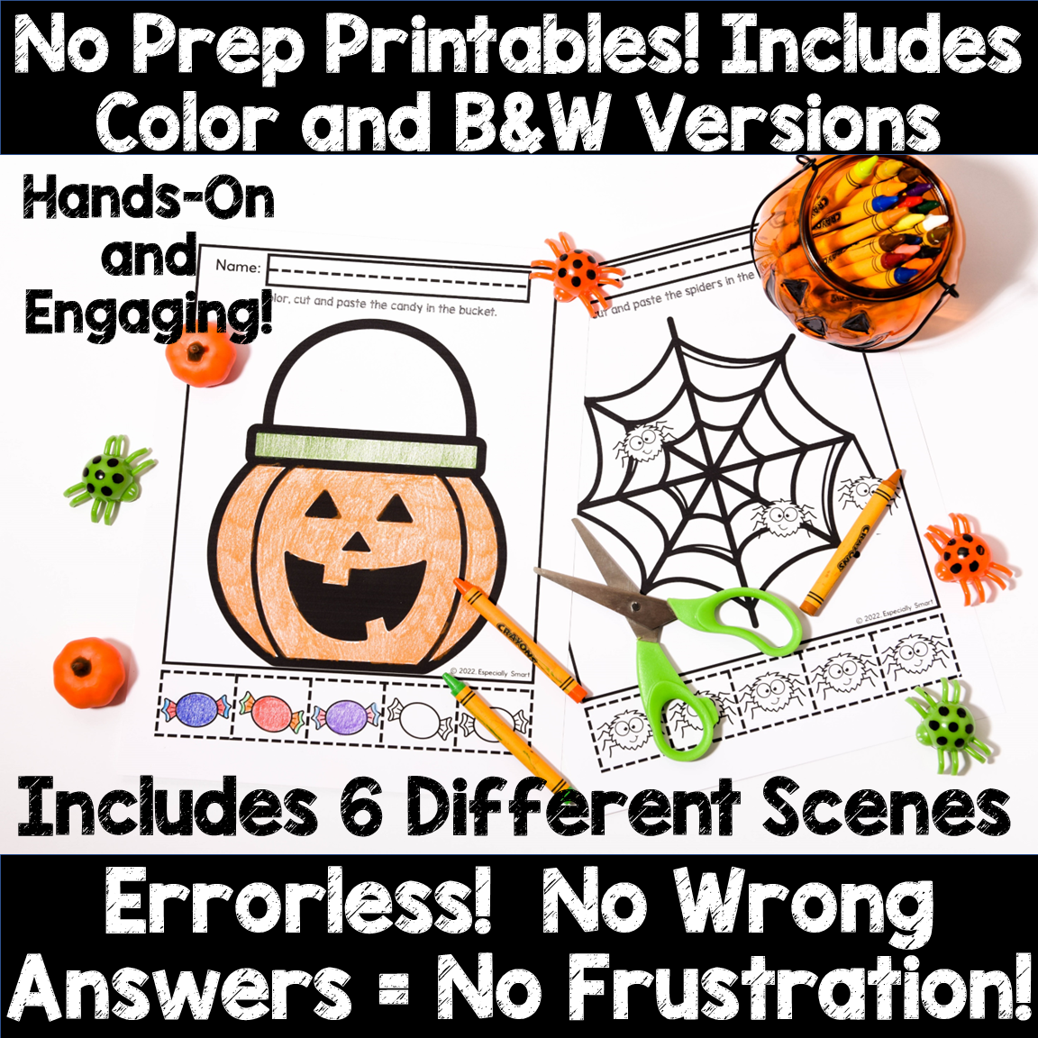 Errorless Halloween Cut and Paste Worksheets and Centers | Made By Teachers