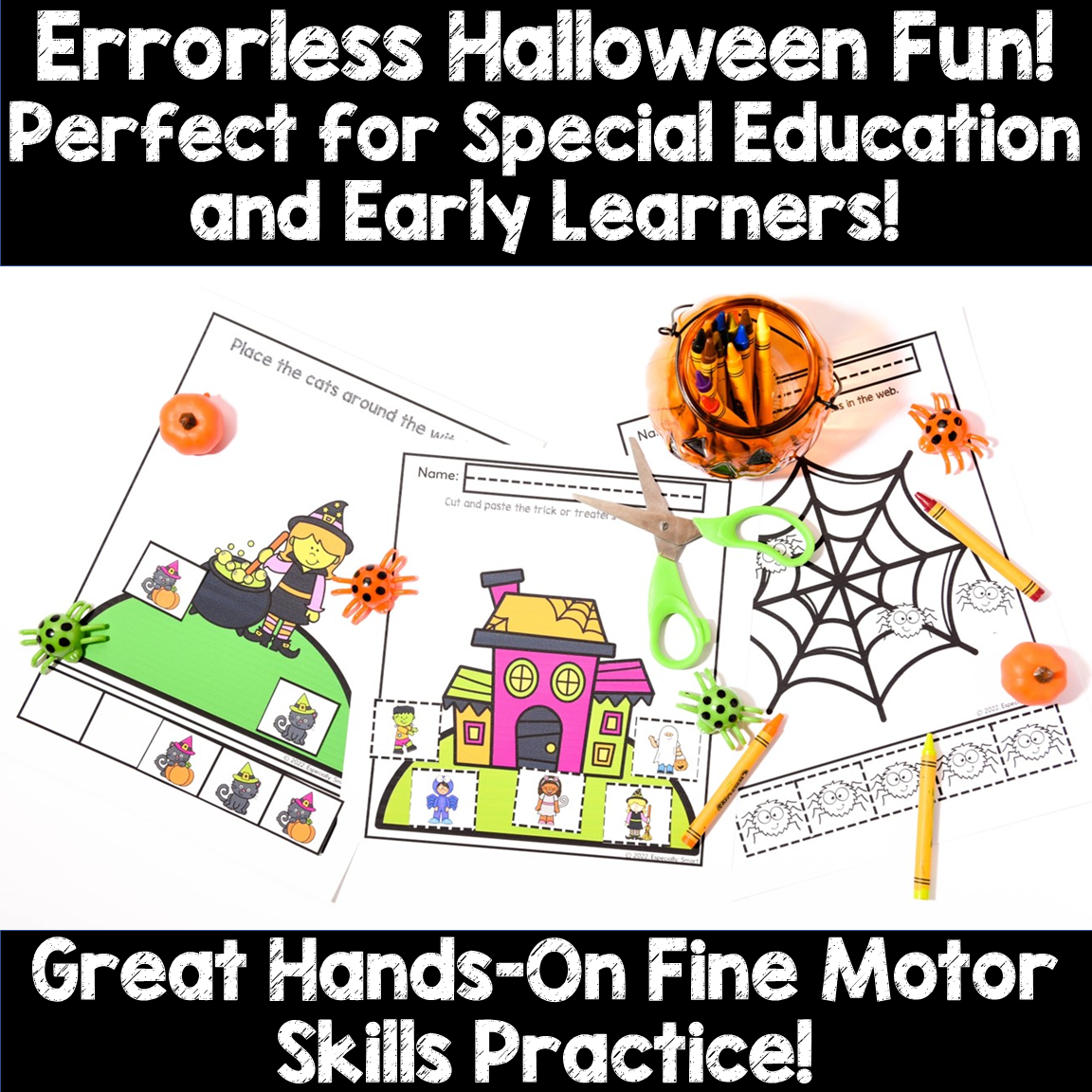 Errorless Halloween Cut and Paste Worksheets and Centers | Made By Teachers