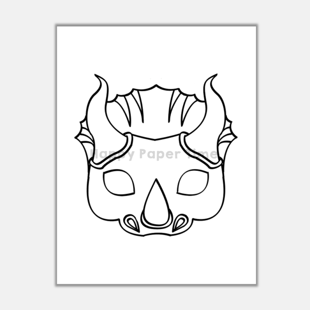 Triceratops Paper Mask Printable Dinosaur Coloring Craft Activity ...