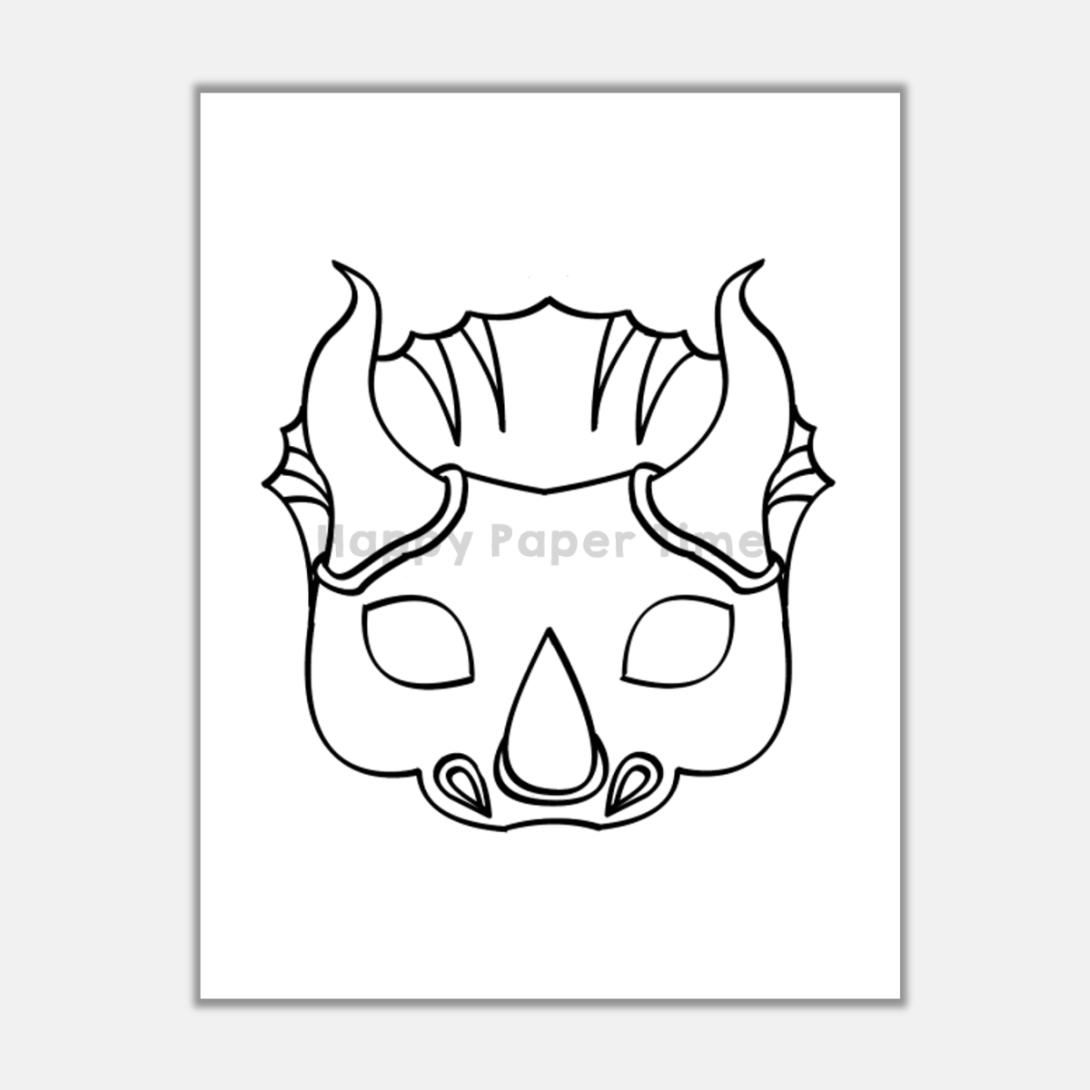 Triceratops Paper Mask Printable Dinosaur Coloring Craft Activity ...