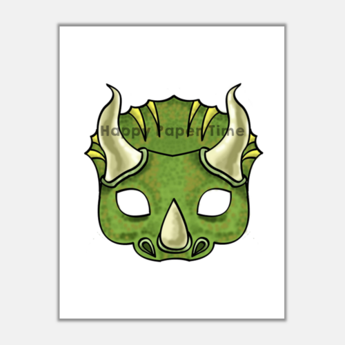 Triceratops Paper Mask Printable Dinosaur Craft Activity Costume - Made ...