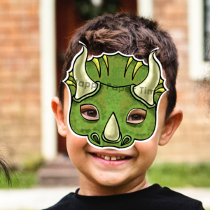 Triceratops Paper Mask Printable Dinosaur Craft Activity Costume | Made ...
