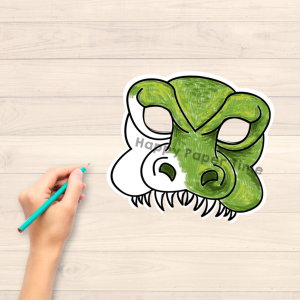 T-Rex Paper Masks Printable Dinosaur Coloring Craft Activity Costume ...