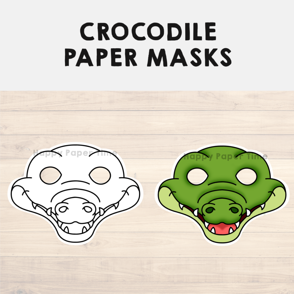 Crocodile Paper Masks Printable Australian Animal Coloring Craft ...