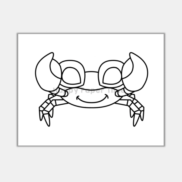 Crab Paper Mask Printable Ocean Sea Animal Coloring Craft Activity ...