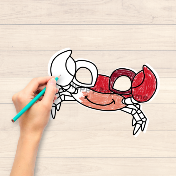 Crab Paper Mask Printable Ocean Sea Animal Coloring Craft Activity ...
