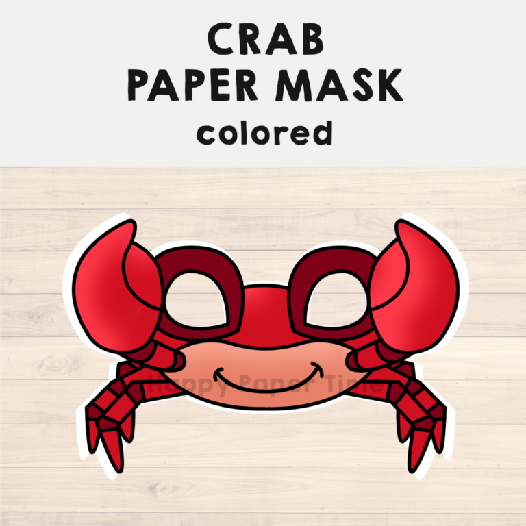 Crab Paper Mask Printable Ocean Sea Animal Costume Craft Activity ...