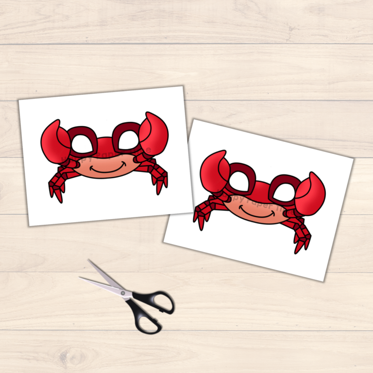 Crab Paper Mask Printable Ocean Sea Animal Costume Craft Activity ...