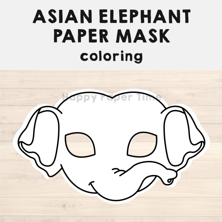 Asian Elephant Paper Mask Printable Asian Animal Jungle Coloring Craft ...