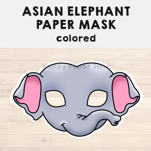 Asian Elephant Paper Mask Printable Asian Animal Jungle Costume Craft ...