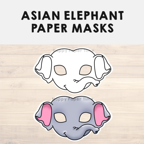 Asian Elephant Paper Masks Printable Asian Animal Jungle Coloring Craft ...