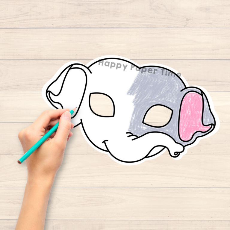 Asian Elephant Paper Masks Printable Asian Animal Jungle Coloring Craft ...