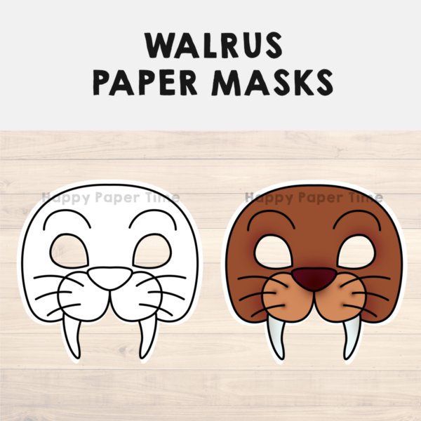 Walrus Paper Masks Printable Sea Polar Animal Coloring Craft Activity ...