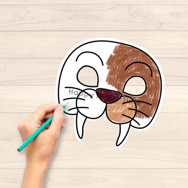 Walrus Paper Masks Printable Sea Polar Animal Coloring Craft Activity ...