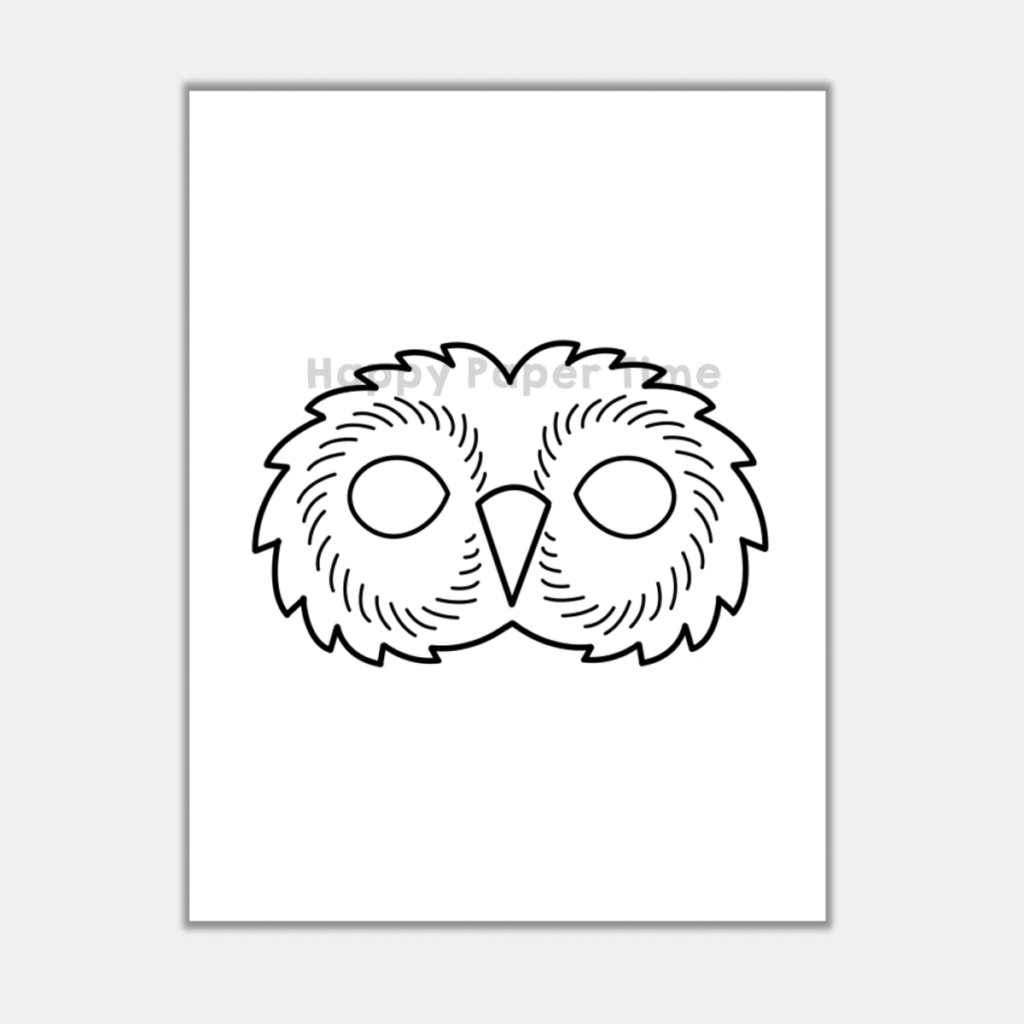 Snowy Owl Paper Mask Printable Polar Animal Coloring Craft Activity ...