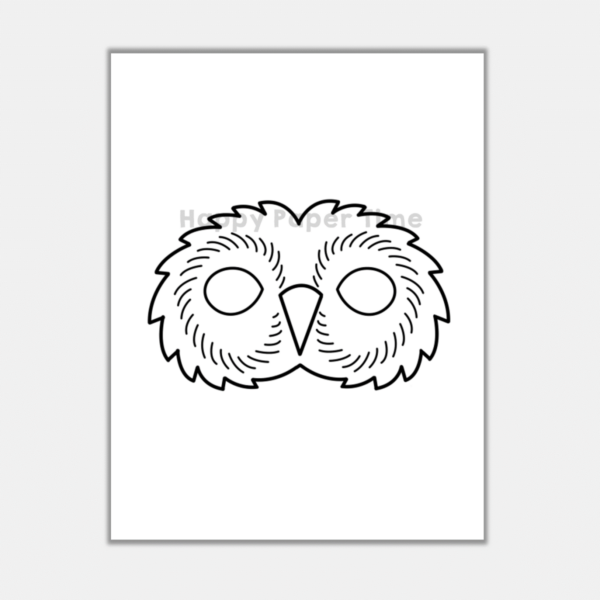 Snowy Owl Paper Mask Printable Polar Animal Coloring Craft Activity ...