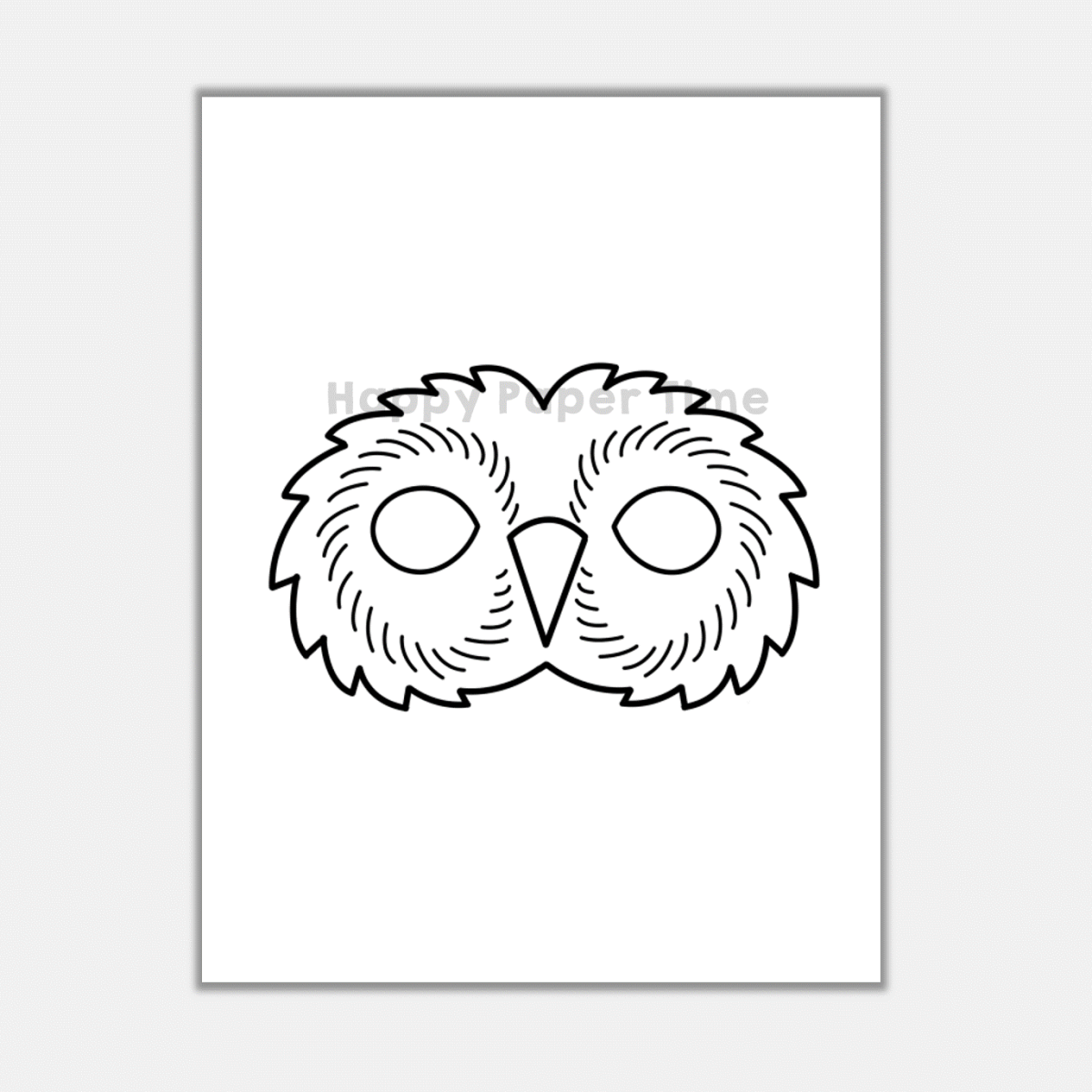 Snowy Owl Paper Mask Printable Polar Animal Coloring Craft Activity ...