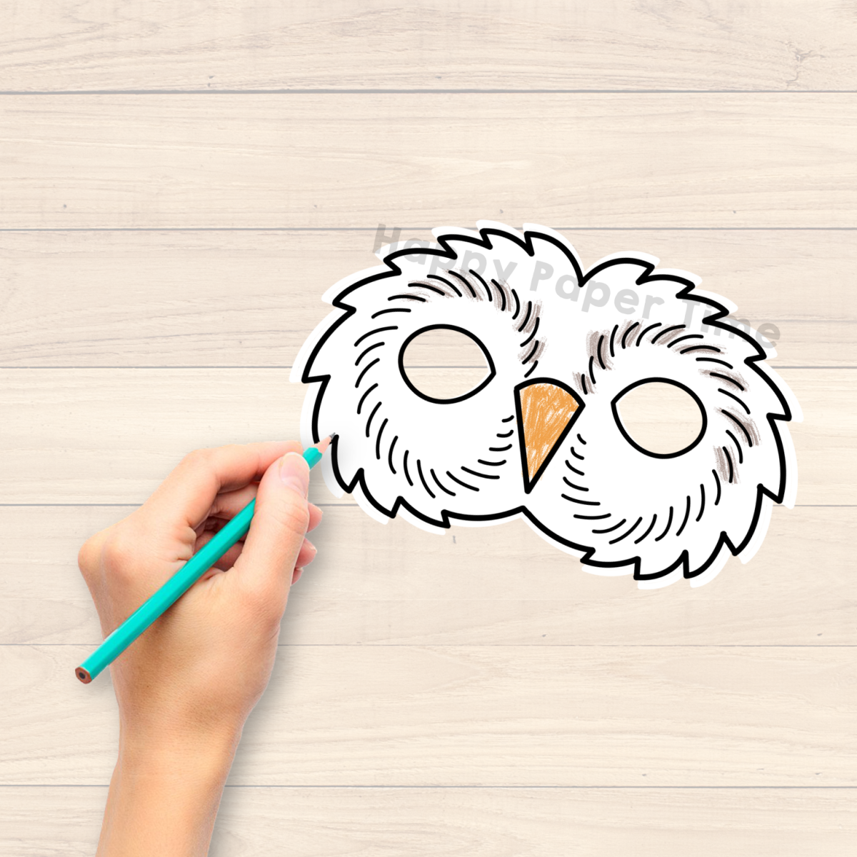 Snowy Owl Paper Mask Printable Polar Animal Coloring Craft Activity ...