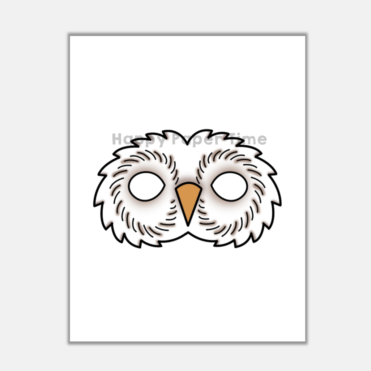 Snowy Owl Paper Mask Printable Polar Animal Craft Activity Costume ...