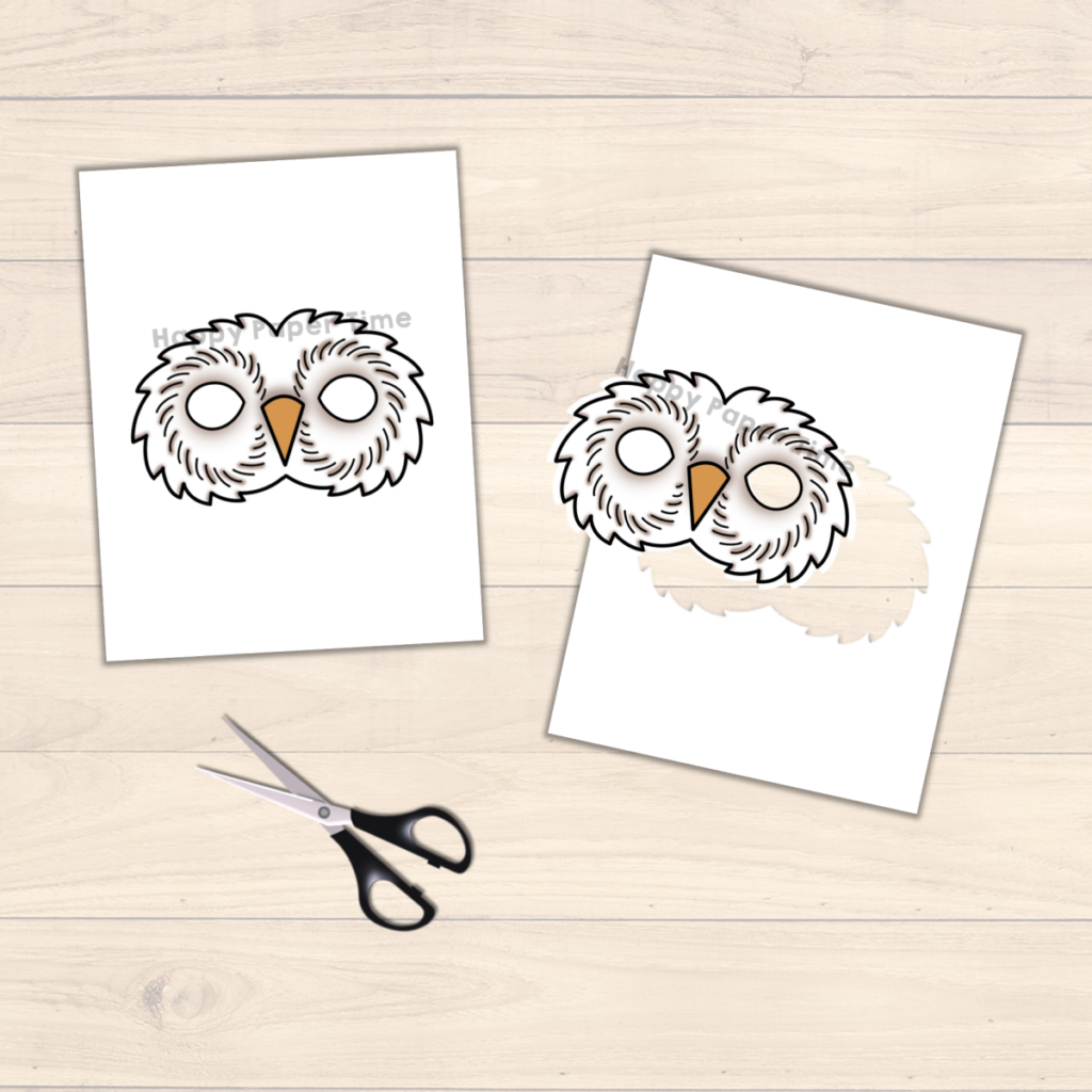 Snowy Owl Paper Mask Printable Polar Animal Craft Activity Costume ...